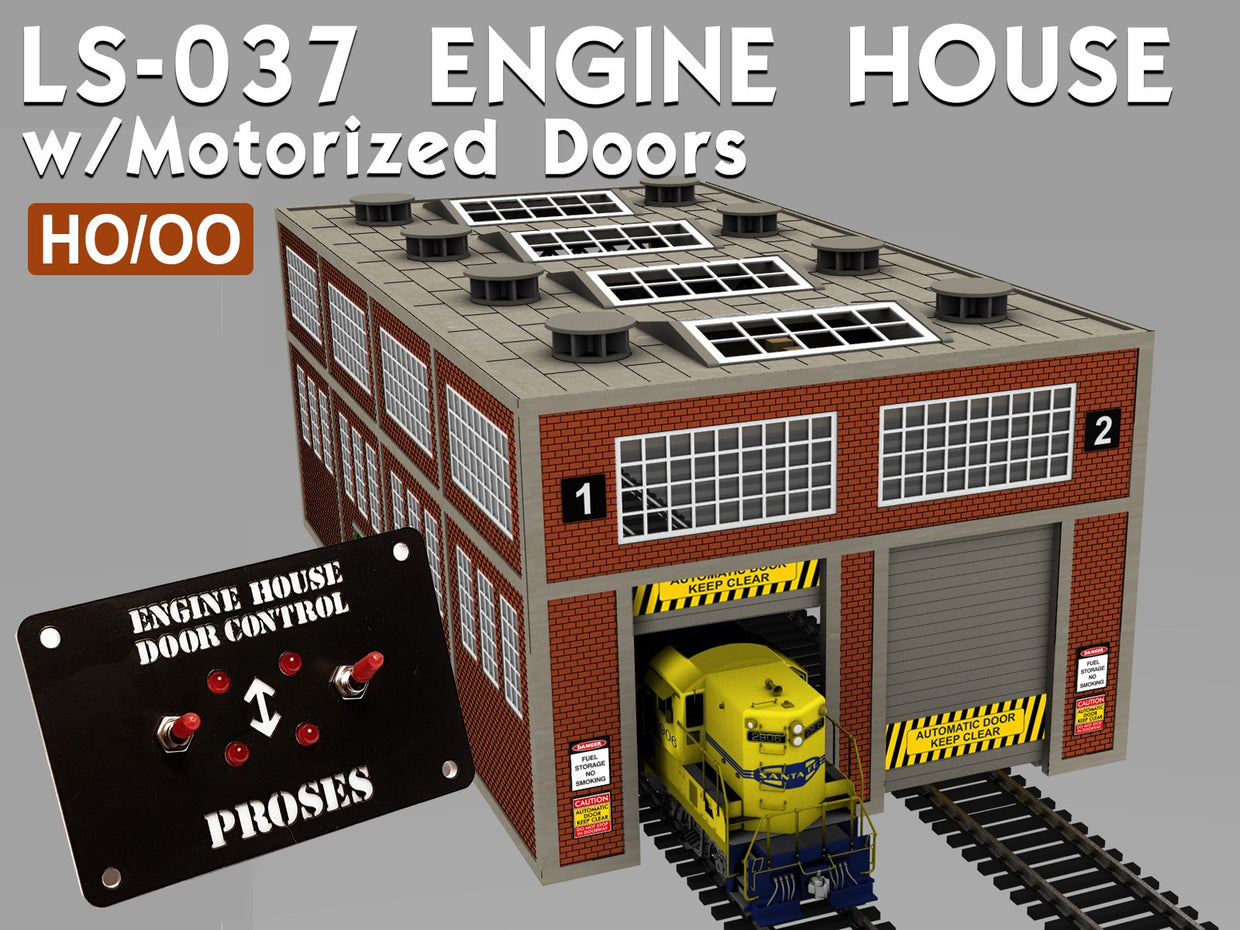 HO/OO Engine House w/Motorized Working Doors and Lights for Model ...