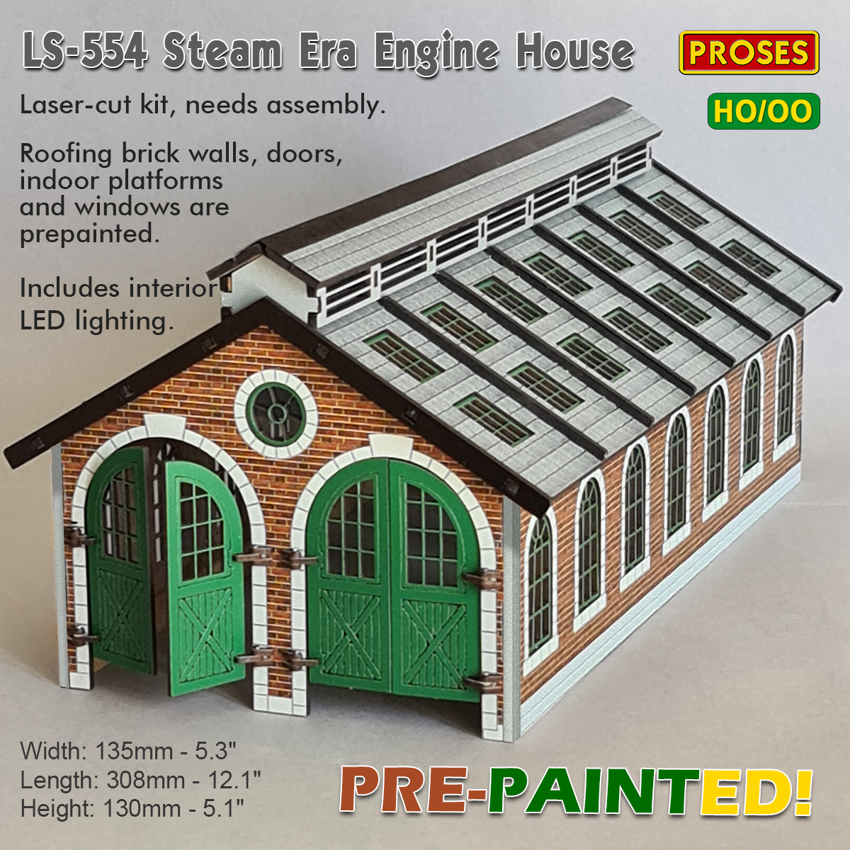 LS-554 HO/OO Scale Model Train Laser-Cut Double Engine Loco Shed Kit ...